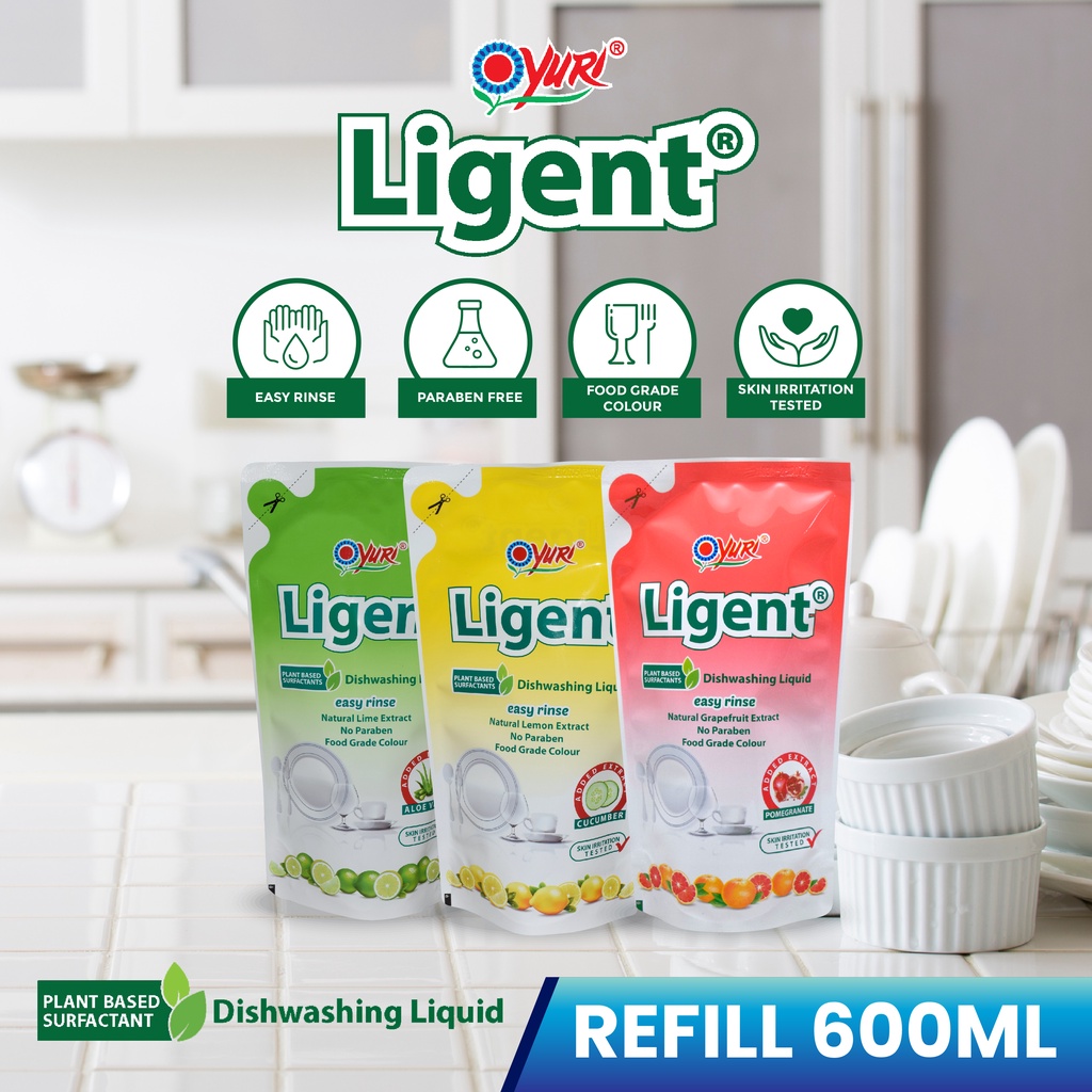 Yuri Ligent Antibacterial Dishwashing Liquid 600ml | Shopee Singapore