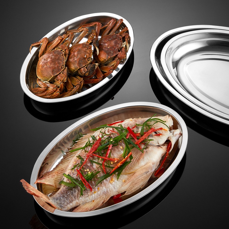 316 Stainless Steel Dinner Plate Oval Steamed Fish Household High ...