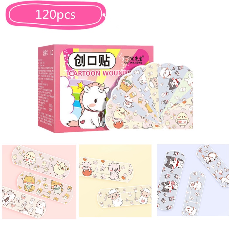 120pcs Cartoon Cute Waterproof Breathable Kids Band-aid Hemostatic ...