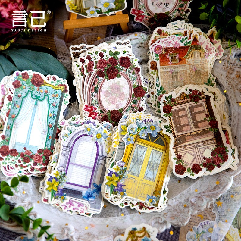30 pcs Antique retro window frame material paper for dIY journaling ...