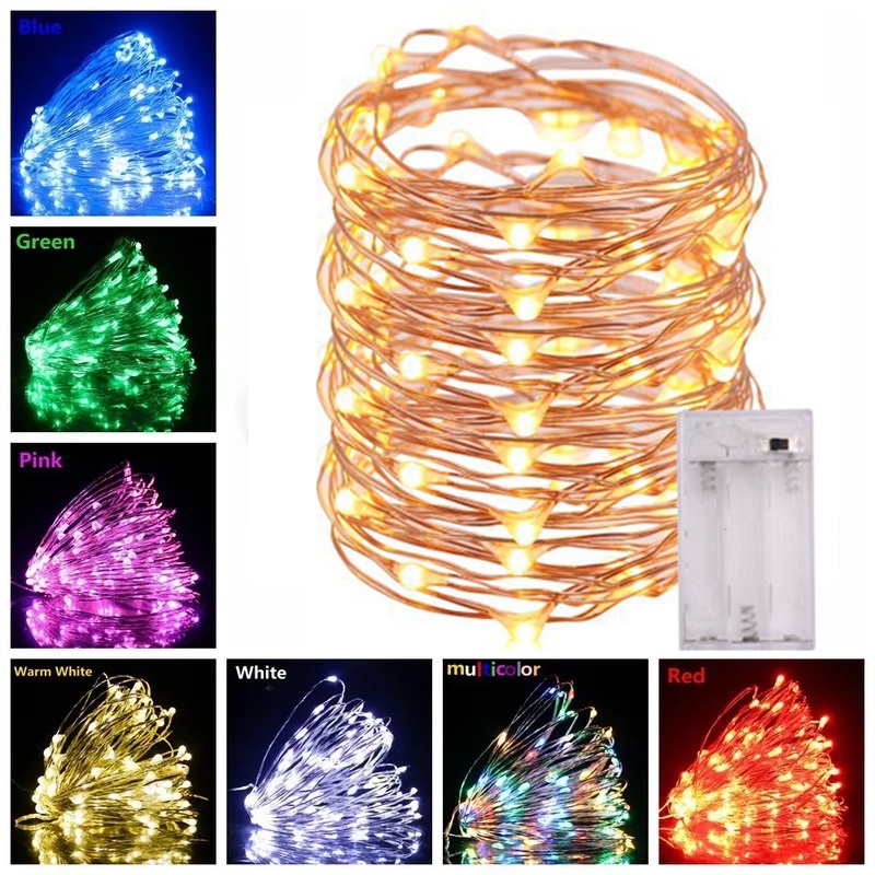 1M 2M 5M 10M Copper Wire LED String Lights Battery Operate Holiday ...