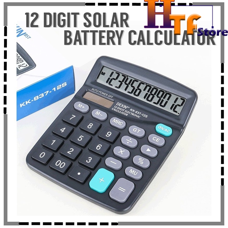 (12 Digits)Dual Power Big Display Desktop Calculator Solar Battery ...