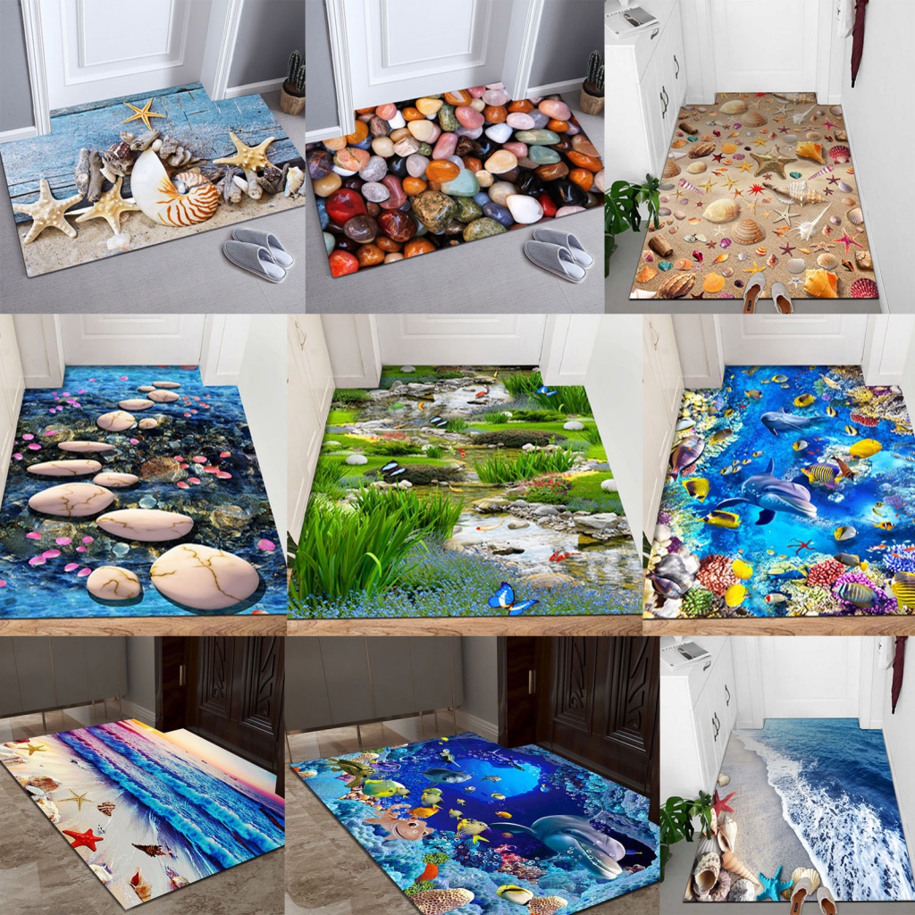 Creative 3D Printing Garden Flower Hallway Pebble, underwater creatures ...