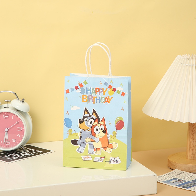 Bluey Theme Cartoon Cute Kraft Paper Handbag Bagging Christmas Gift ...
