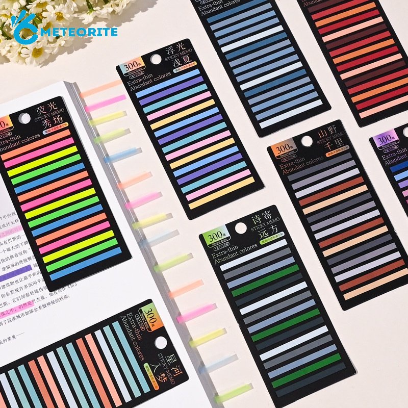 300 Sheets Waterproof Thin Long Strip Index Stickers/ Colorful ...