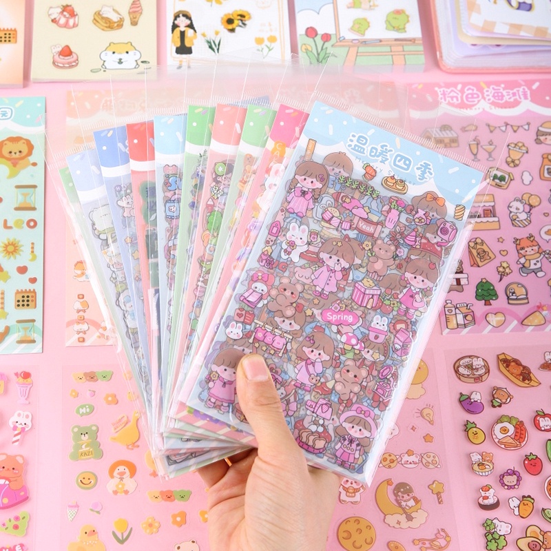 6 Sheets Japanese Cartoon Assorted Pattern Stickers Waterproof PET ...