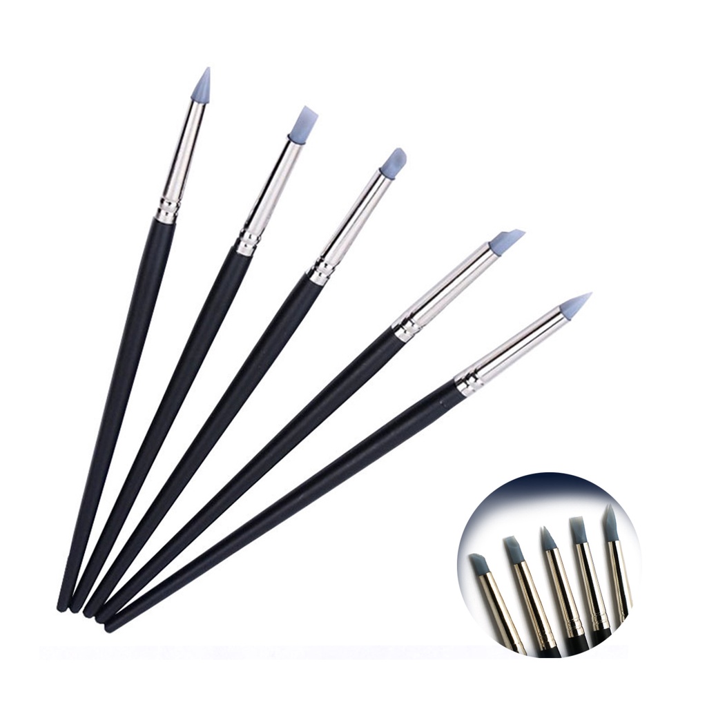 5pcs/set Silicone Tip Color Shapers Brushes Clay Sculpture Shaping ...