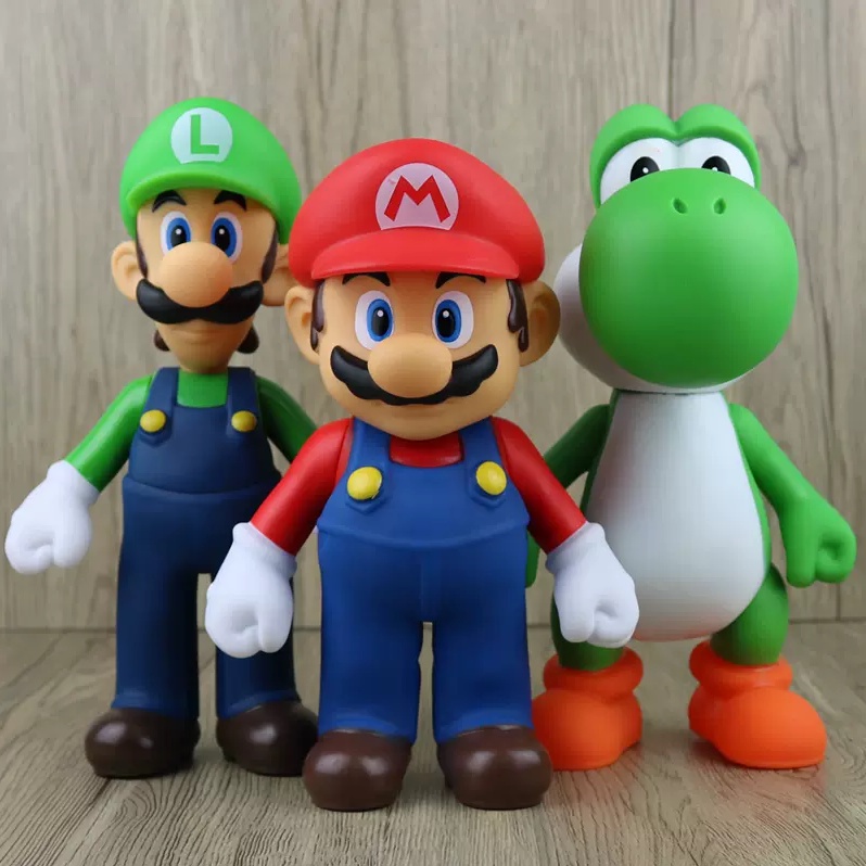 3 Pcs 10CM Super Mario Bros PVC Action Figure Toy Luigi Mario Yoshi ...
