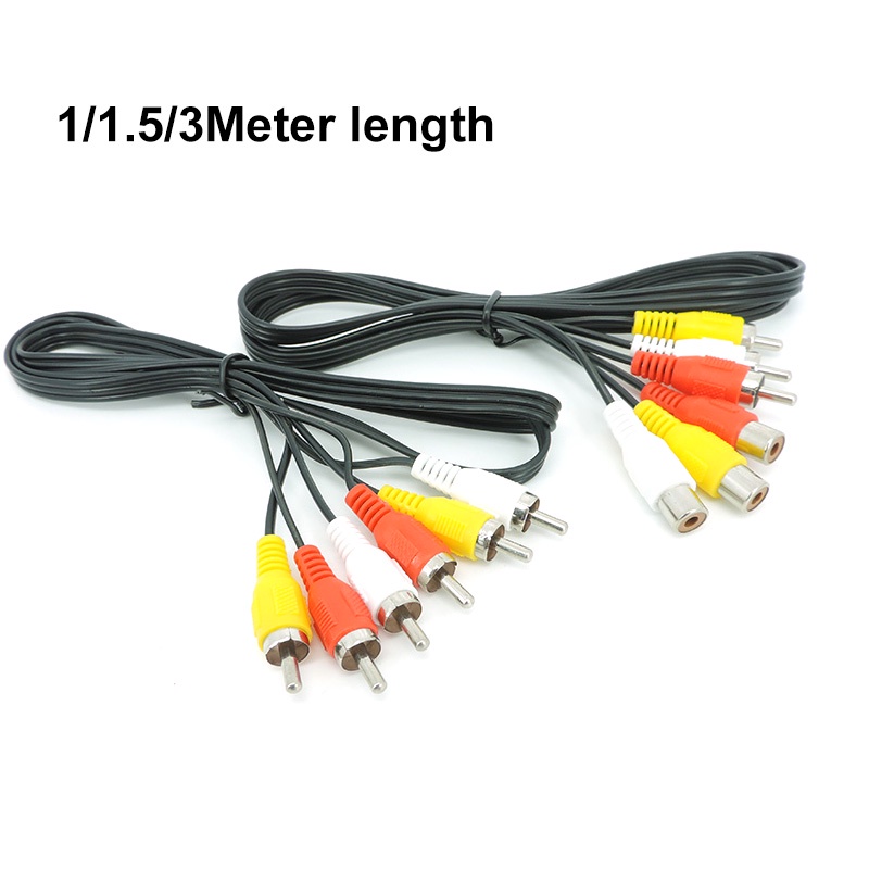 3 RCA Male to 3RCA Male Female to male plug adapter extender 3 rca ...