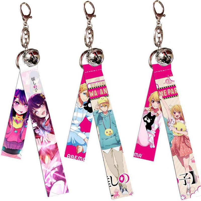 2023 Oshi no Ko Lanyards Keychain Hoshino Ai Mem Cho Hoshino Aquamarine Kurokawa Akane Ribbon ...