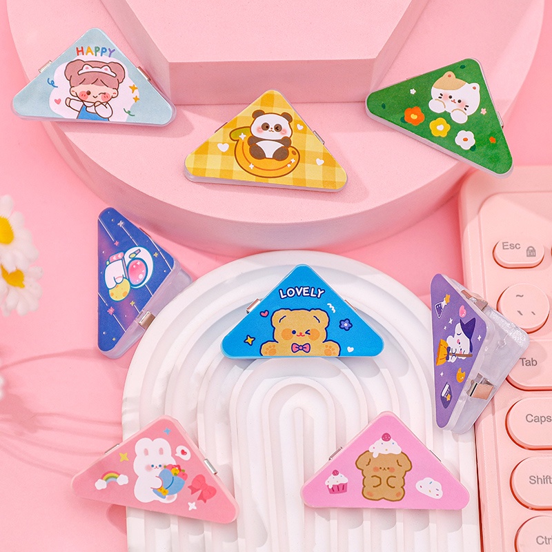 4 Pcs Cartoon File Paper Triangle Clips School Office Document Storage ...