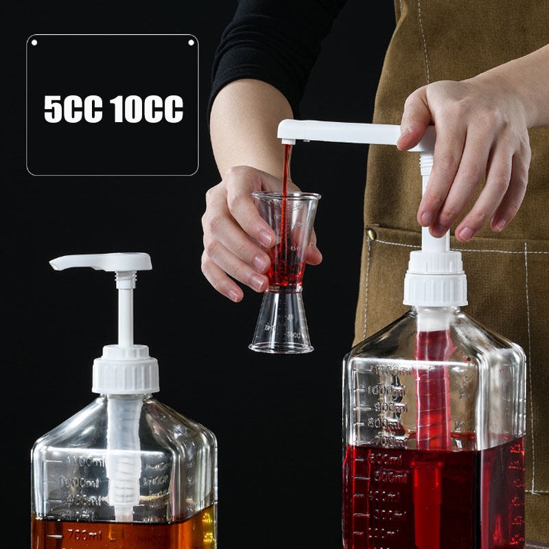 1600ml Sugar Press Bottle 5/10cc Double Scale Storage Hand Pump Liquid Oil Dispenser Container ...