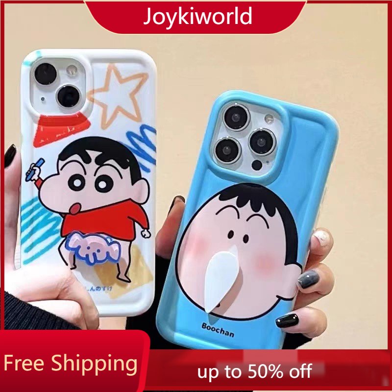 Creative Funny Crayon shinchan rotatable button Phone Case For iPhone ...