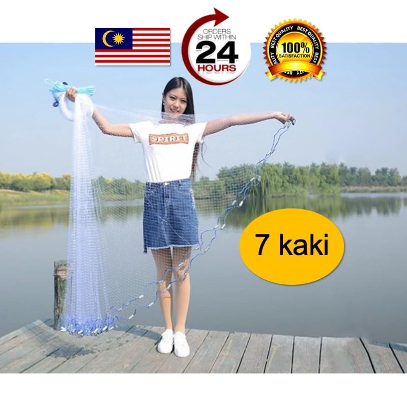 Jala Ikan Besar 7 Kaki Panjang X 14 kaki Diameter Nylon Fish Net Hand ...