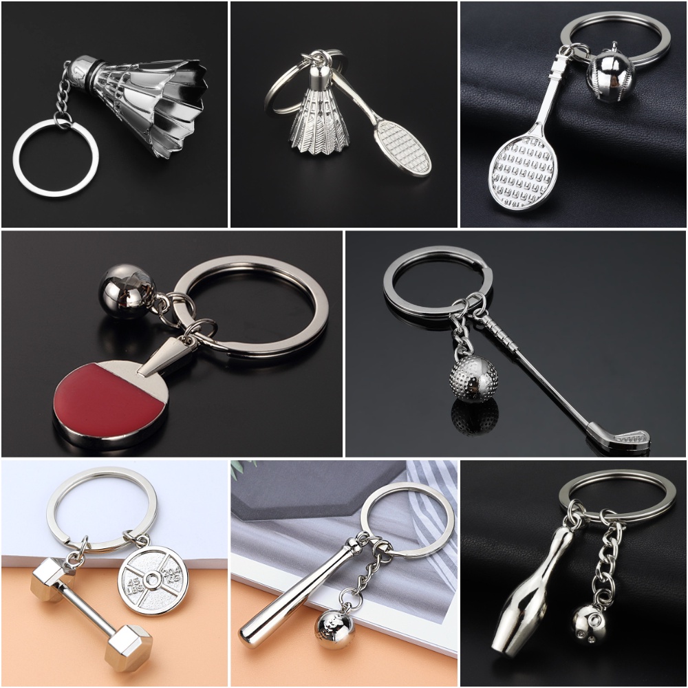 Creative Mini Badminton Racket Keychain Bowling Golf Ball Tennis ...