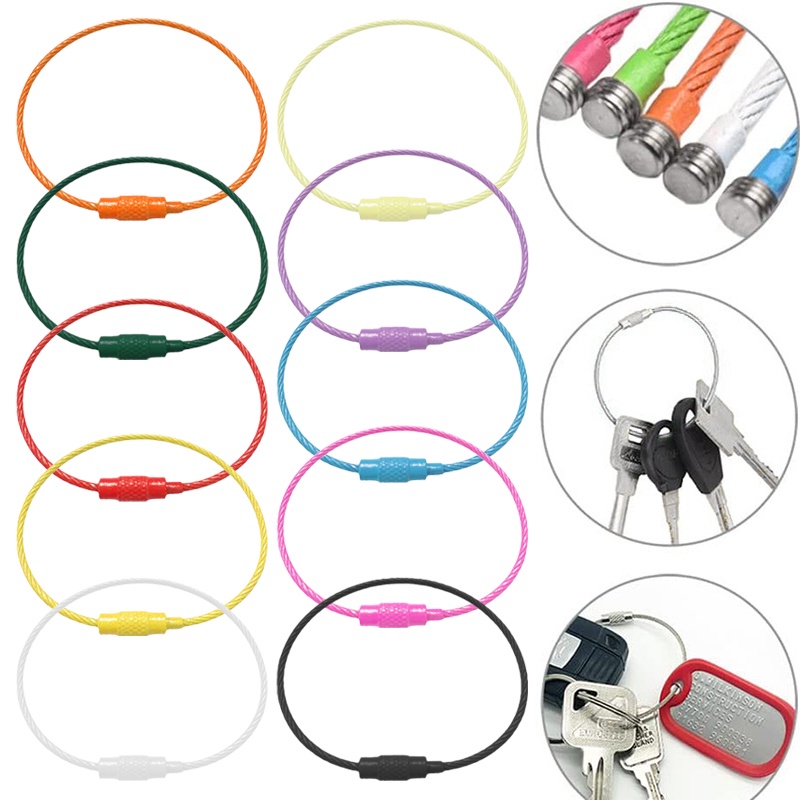 5pcs DIY keychain accessories key rings steel wire rings colored key ...