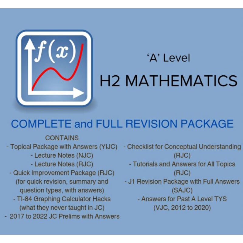 'A' Level H2 Maths Revision Package (Lecture Notes/Tutorial/TYS Ans/JC ... 'A' Level H2 Maths Revision Package (Lecture Notes/Tutorial/TYS Ans/JC ...
