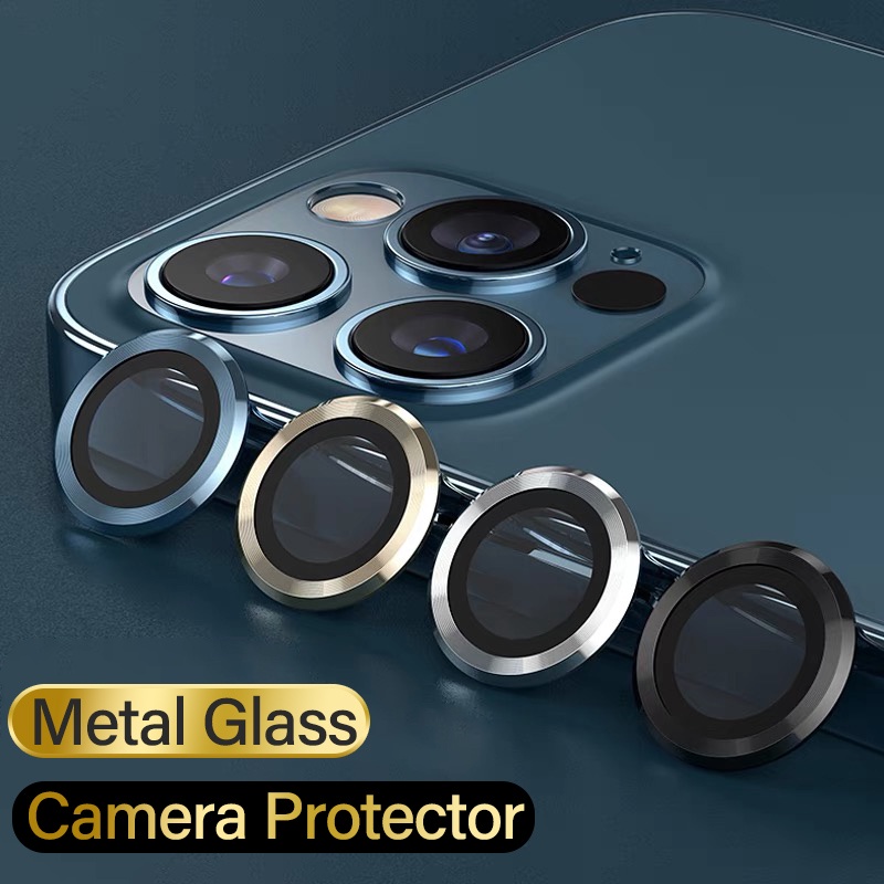 Rear Camera Lens Protector Metal Ring Tempered Glass Cover For iPhone 15 14 13 12 11 Pro Max 15 ...