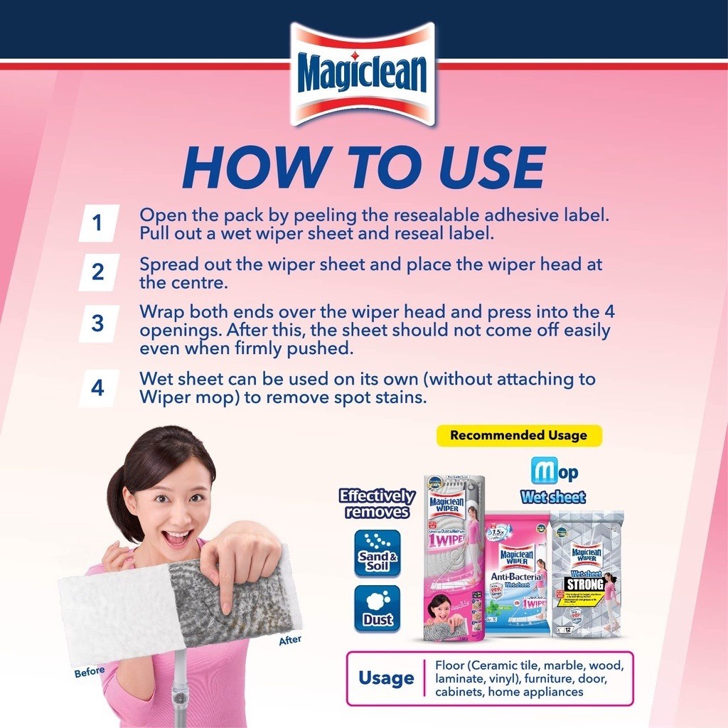 MAGICLEAN Anti Bacterial Wiper Wet Sheet - Mint (10s) | Shopee Singapore