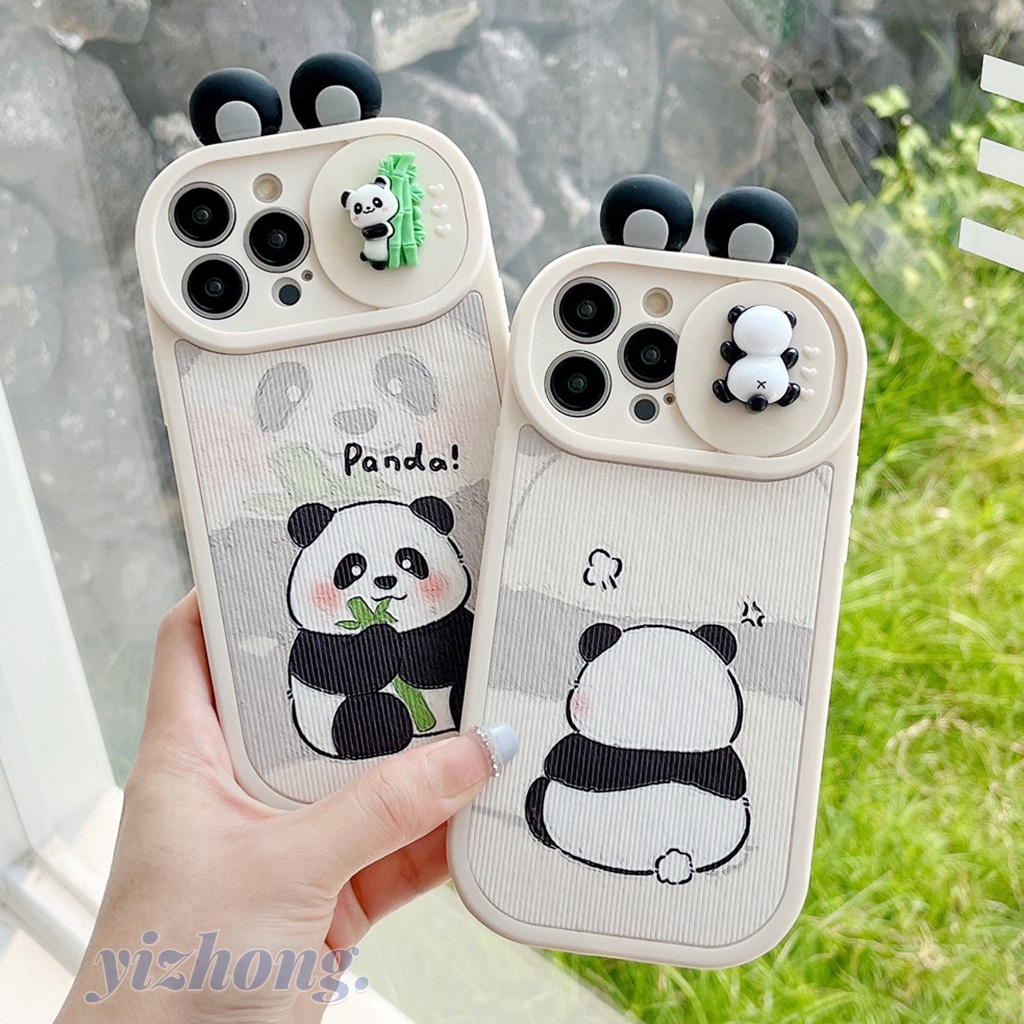 For iphone 14PM 15 11 13 12 Pro Max Slide Window Camera Design 3D Bear ...