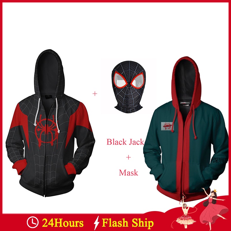 Spiderman Costume Adult Men Miles Morales Jacket Mask Suit Spiderman