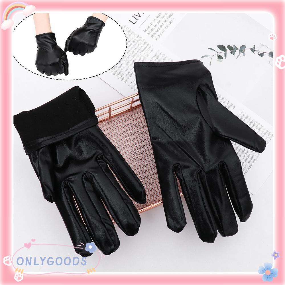 ONLY Lolita Black Gloves Cosplay Dress Up Leather Gloves PU Mittens ...