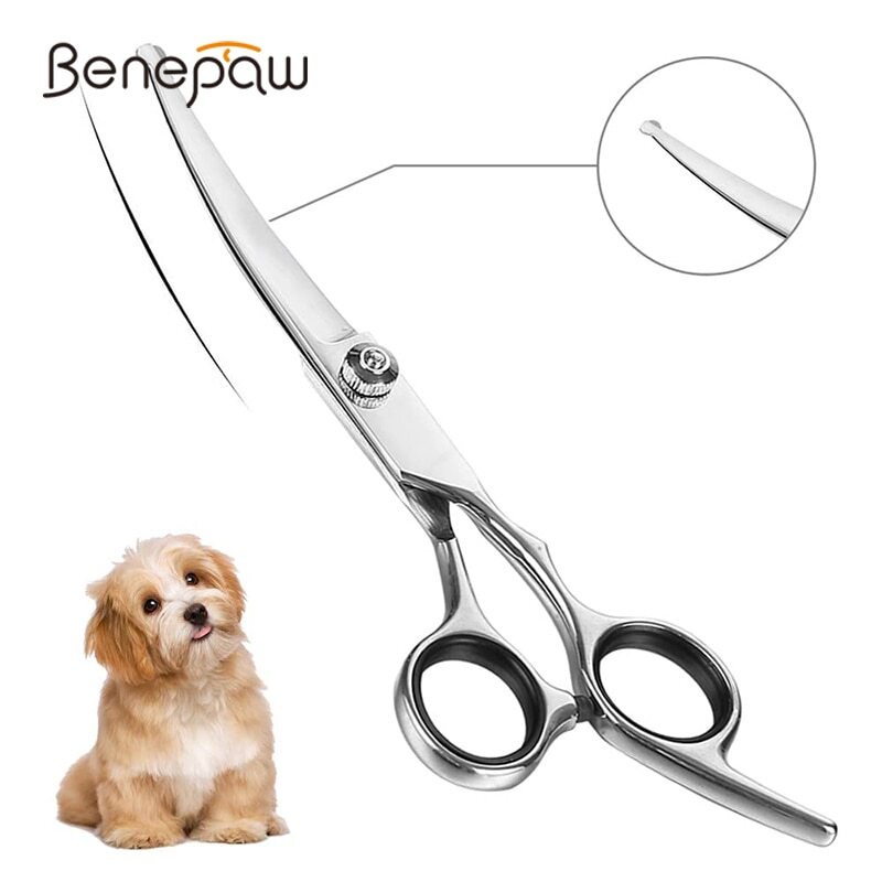 Benepaw Stainless Steel Curved Dog Scissors Round Tips Pet Curved ...