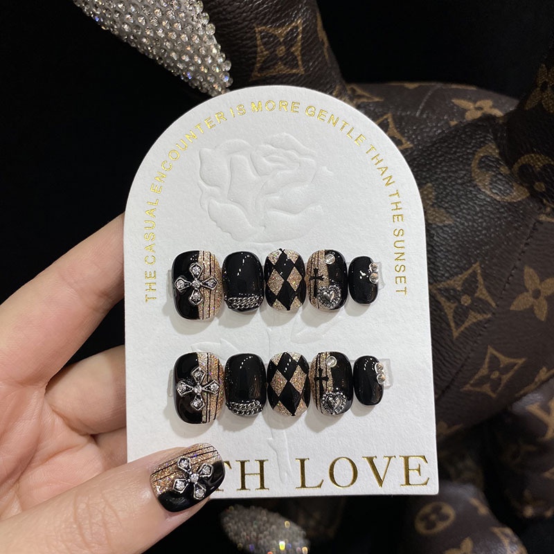 [Pure Handmade Real Shot] Wearing Armor Checkerboard Crow Heart Short ...