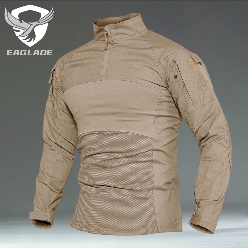 EAGLADE Tactical T Shirt Men YDJX-FG-CX In Khaki Stretchable Long ...