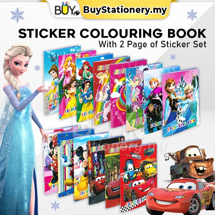 Disney Sticker & Colouring Book for Kids Buku Warna Kanak Kanak -(1s ...