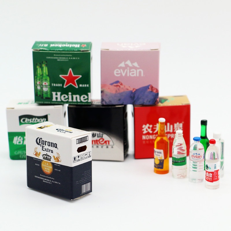 Mini packing box simulation mineral water beer set Dollhouse doll house ...