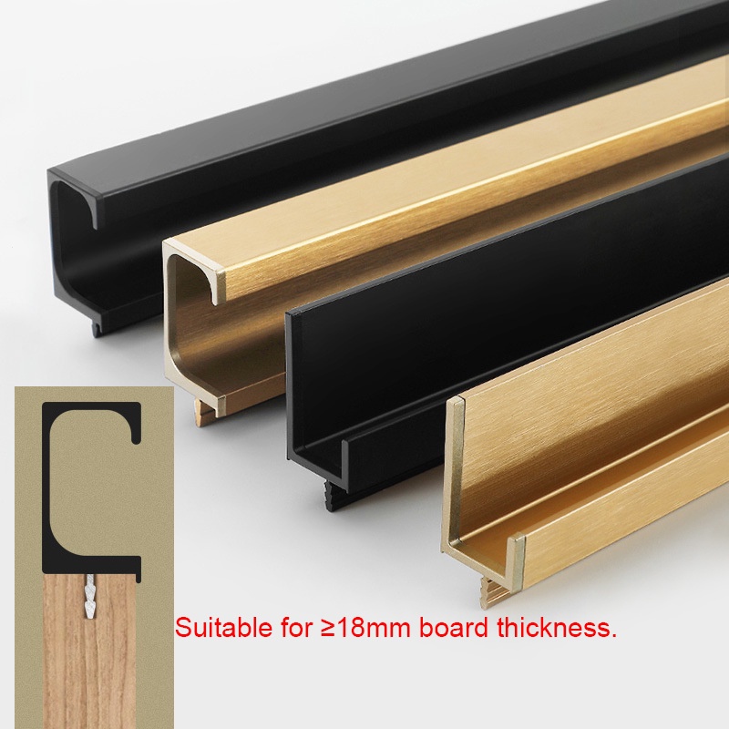 Aluminum alloy Long Hidden Cabinet Door Handle Matte Gold Embedded ...