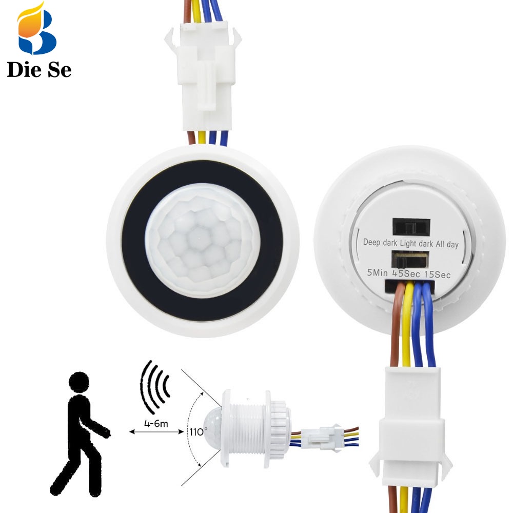 PIR Motion Sensor Switch 110V 220V Mini Smart Detector Adjustable Timer ...