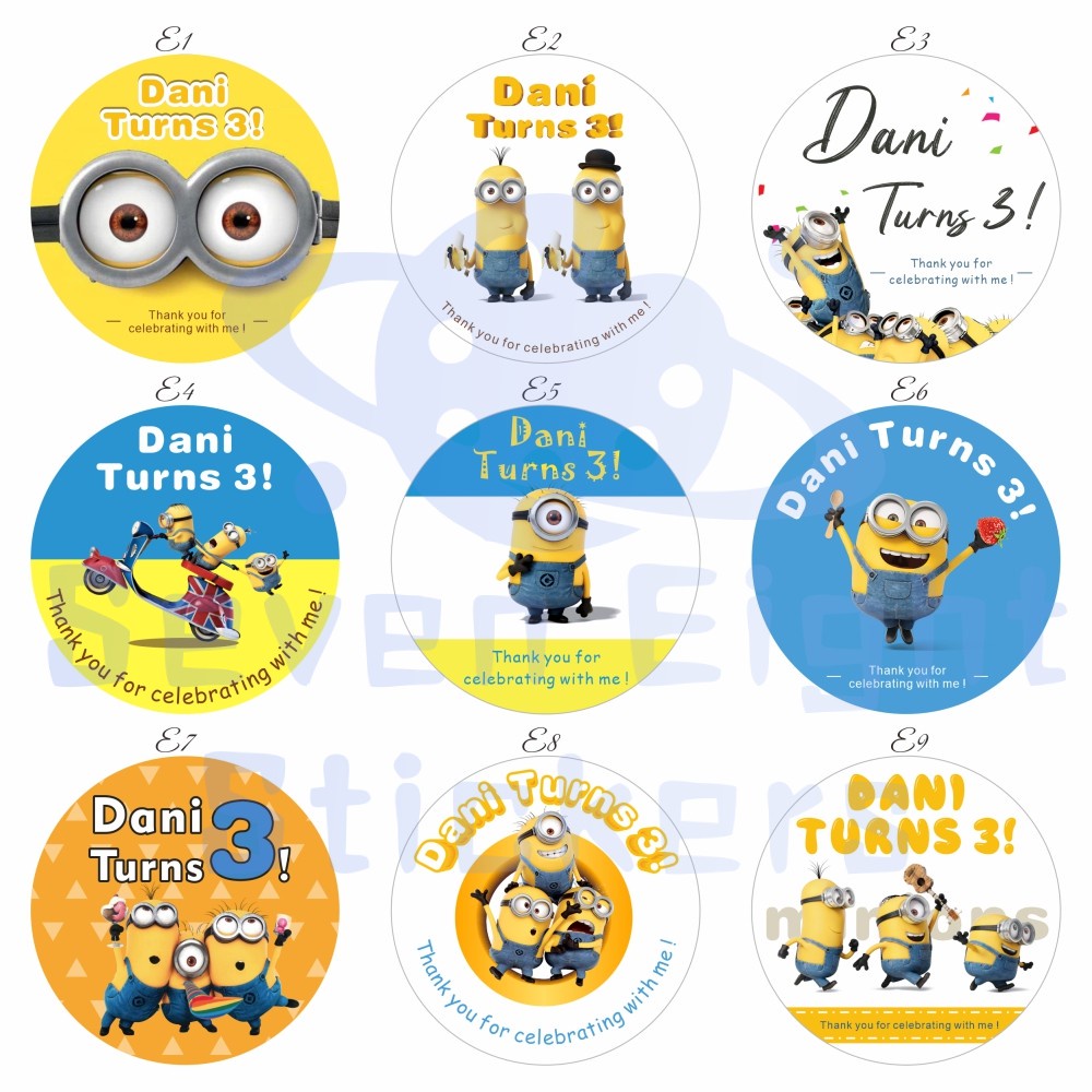 【Buy 48 Get 10 Free】Custom Minions Sticker - Children birthday Stickers ...