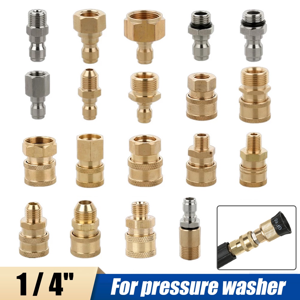 High Pressure Washer Adapter Foam Nozzle Brass Connector Kit 1/4 Quick ...