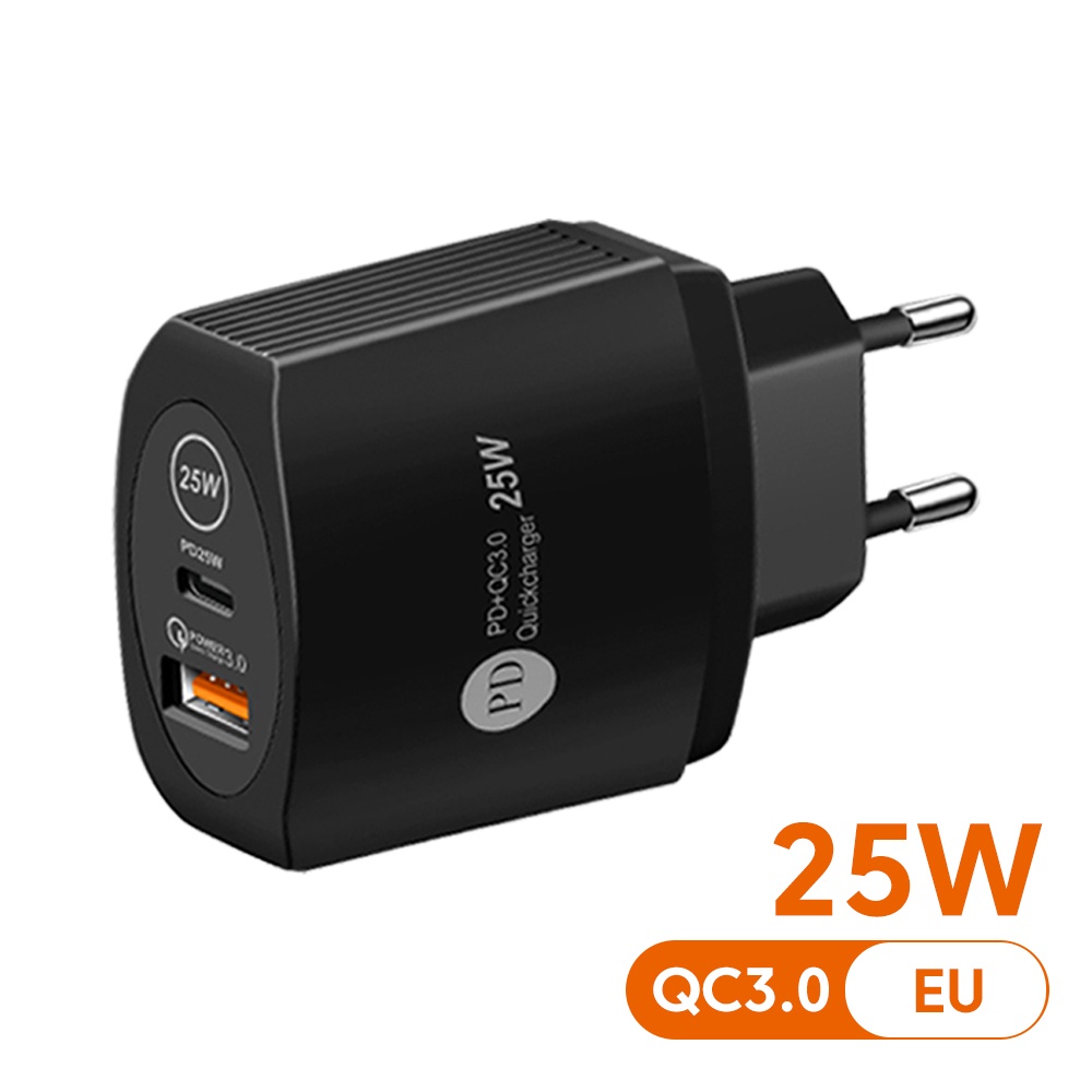 Elough Dual Ports USB Charger PD 25W Type C Charger Head Fast Wall ...