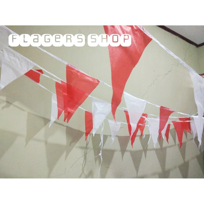 MERAH PUTIH 50 Meters Red And White Triangular Decoration Flag 17 (Unit ...