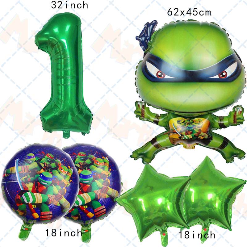 Teenage Mutant Ninja Turtles Balloon Green Foil Number Balloons Set ...