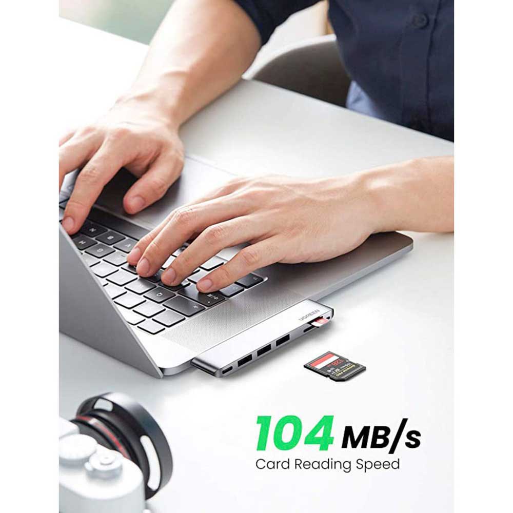 Ugreen 6-in-2 USB C Hub for MacBook Pro,2xUSB-C to 3xUSB3.0-A+SD+TF+PD ...