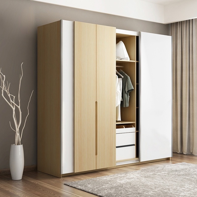 *[Pre Order] Nordic Sliding door wardrobe simple modern assembly ...
