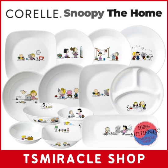 CORELLE Snoopy The Home Dinnerware Collection Round Plate Dish Bowl ...