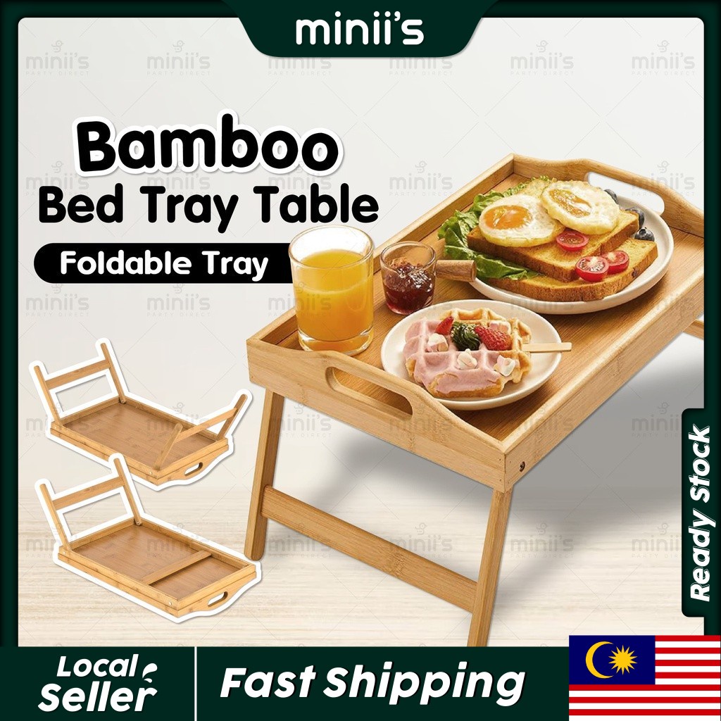 MINIIS PARTY Bamboo Bed Tray Table Bamboo Wood Bed Tray Bamboo Mini ...