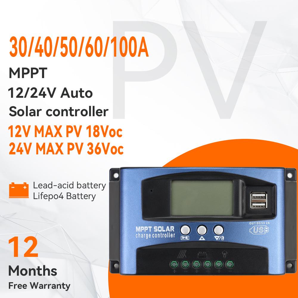 PowMr MPPT Solar Charge Controller 100A 60A 50A 40A 30A Solar Power Regulator 12V 24V Auto Dual ...