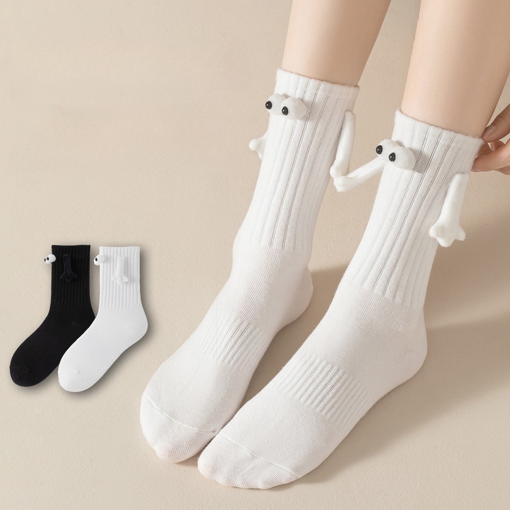 【Bfuming】Cute Big Eyes Magnetic Handshake Women's Socks Couple ...