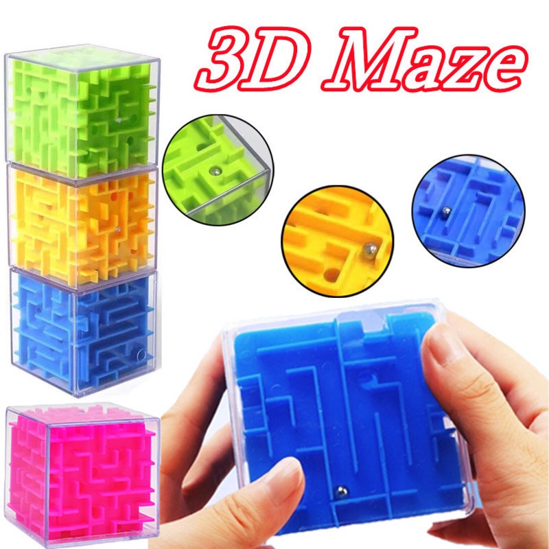 Children 3D Maze Cube Rolling Ball Toy IQ Puzzle Educational Toys For ...
