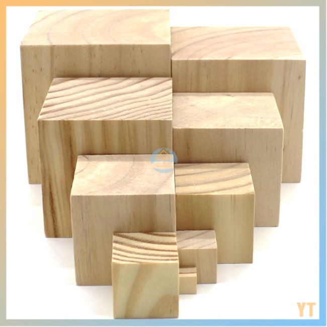 Pine wood square small wood block handmade small production of solid ...