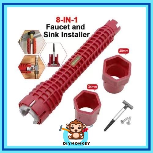 (DIY MONKEY) 8 in 1 Faucet Sink Installation tools Toilet Flume Wrench | Shopee Singapore