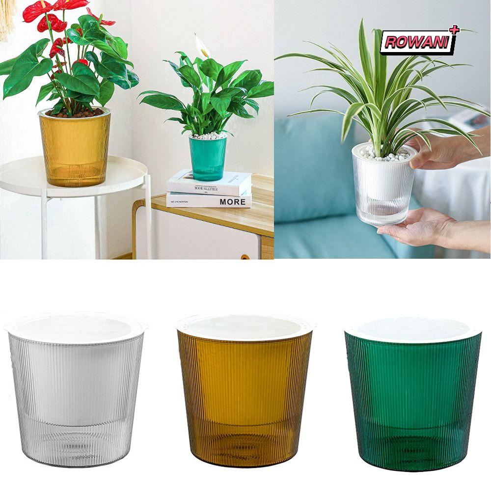 ROWAN1 Self Watering Flower Pot Garden Decor Transparent circle ...