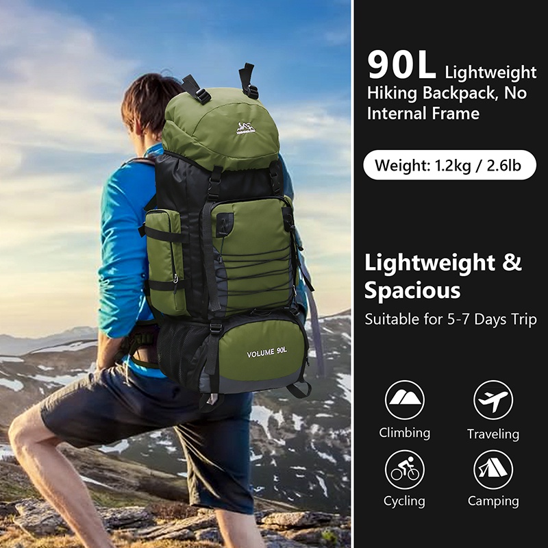 90L Large Camping Backpack Outdoor Travel Trekking Bag for Hiking ...