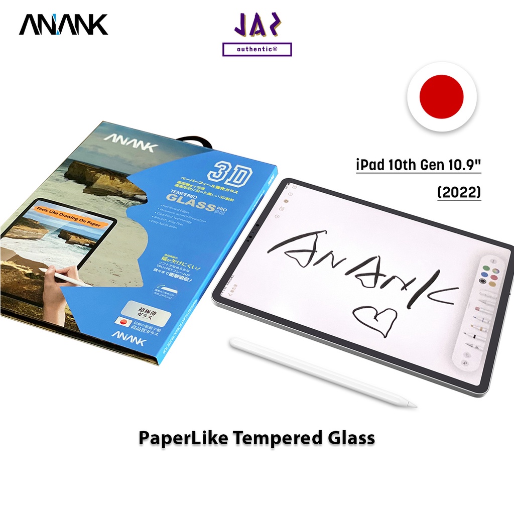 [Jaz Authentic] Anank Curved PaperLike Tempered Glass for iPad 10th Gen ...